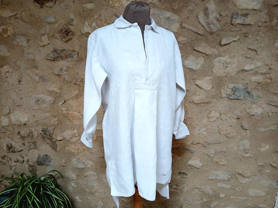 An Antique French Pure Linen Unisex Chemise / Workshirt. Superb ...