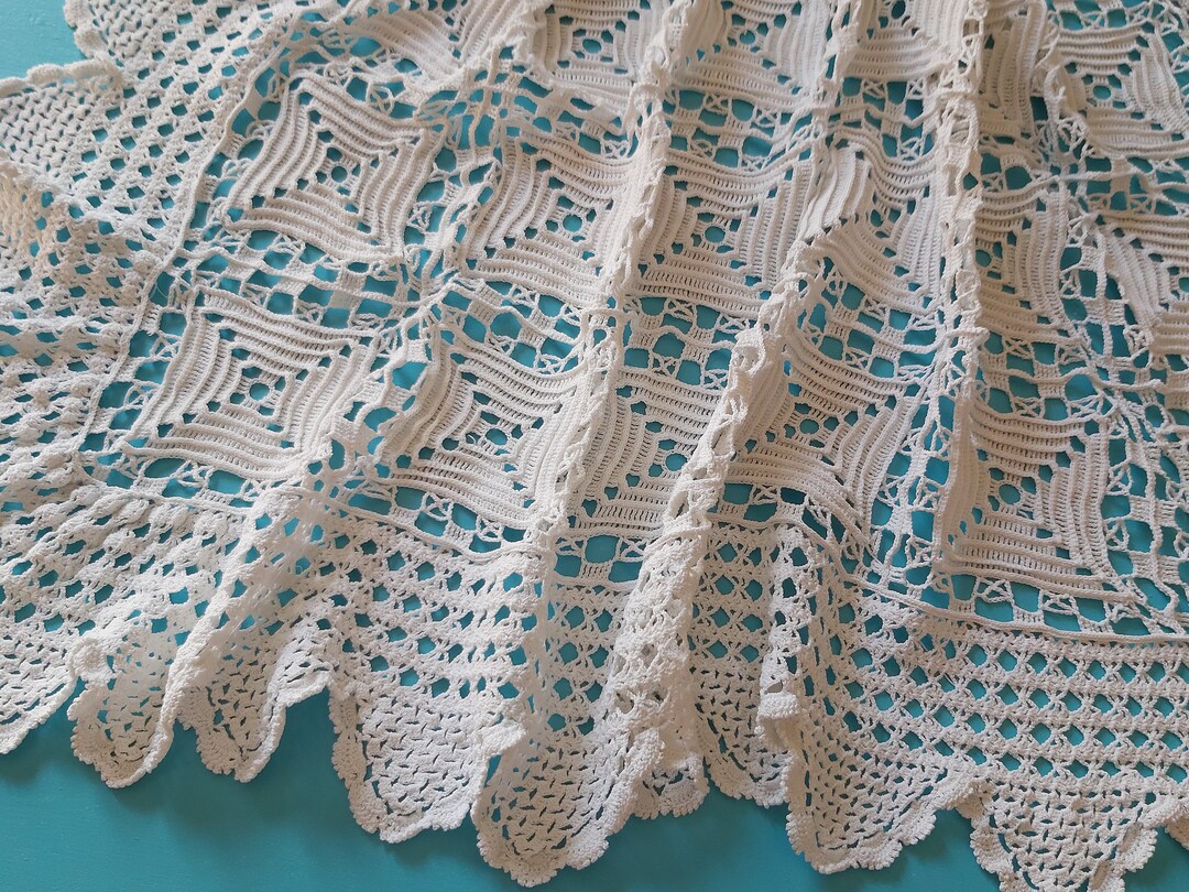 A Vintage French Bedspread in Fine Hand Crocheted Lace With a ...
