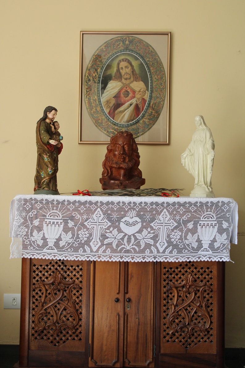 Home Altar Cloth Catholic White Liturgical Lace Sacred Heart - Etsy ...