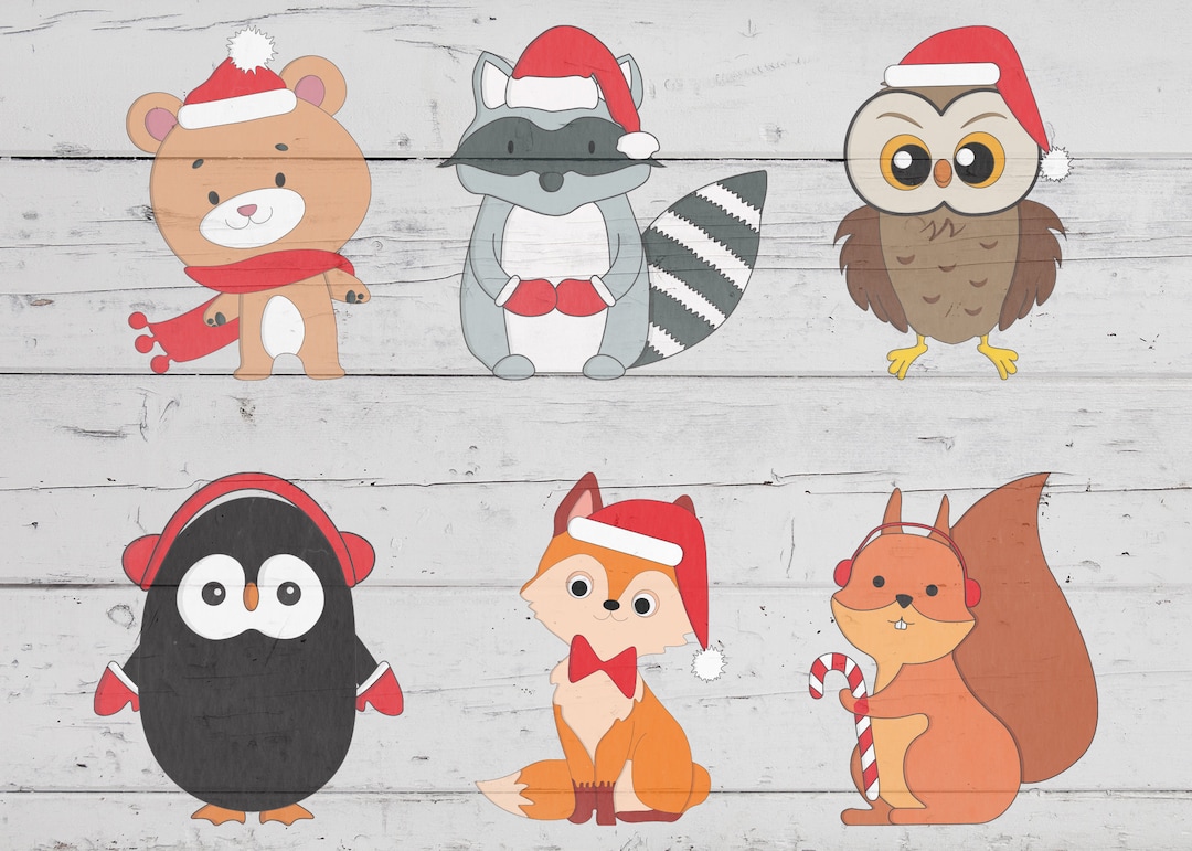 Christmas Woodland Creatures SVG PNG PDF| 6 Holiday Bundle Printable ...