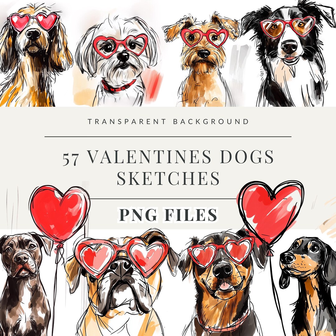 Dog Clipart Bundle, Valentines Dog Puppy Clipart, Watercolor Dogs, Cute ...