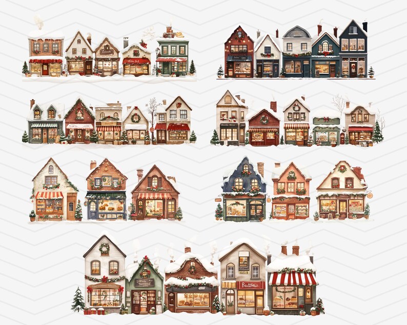 Christmas Houses and Streets Graphics for Christmas Crafts and Decor ...