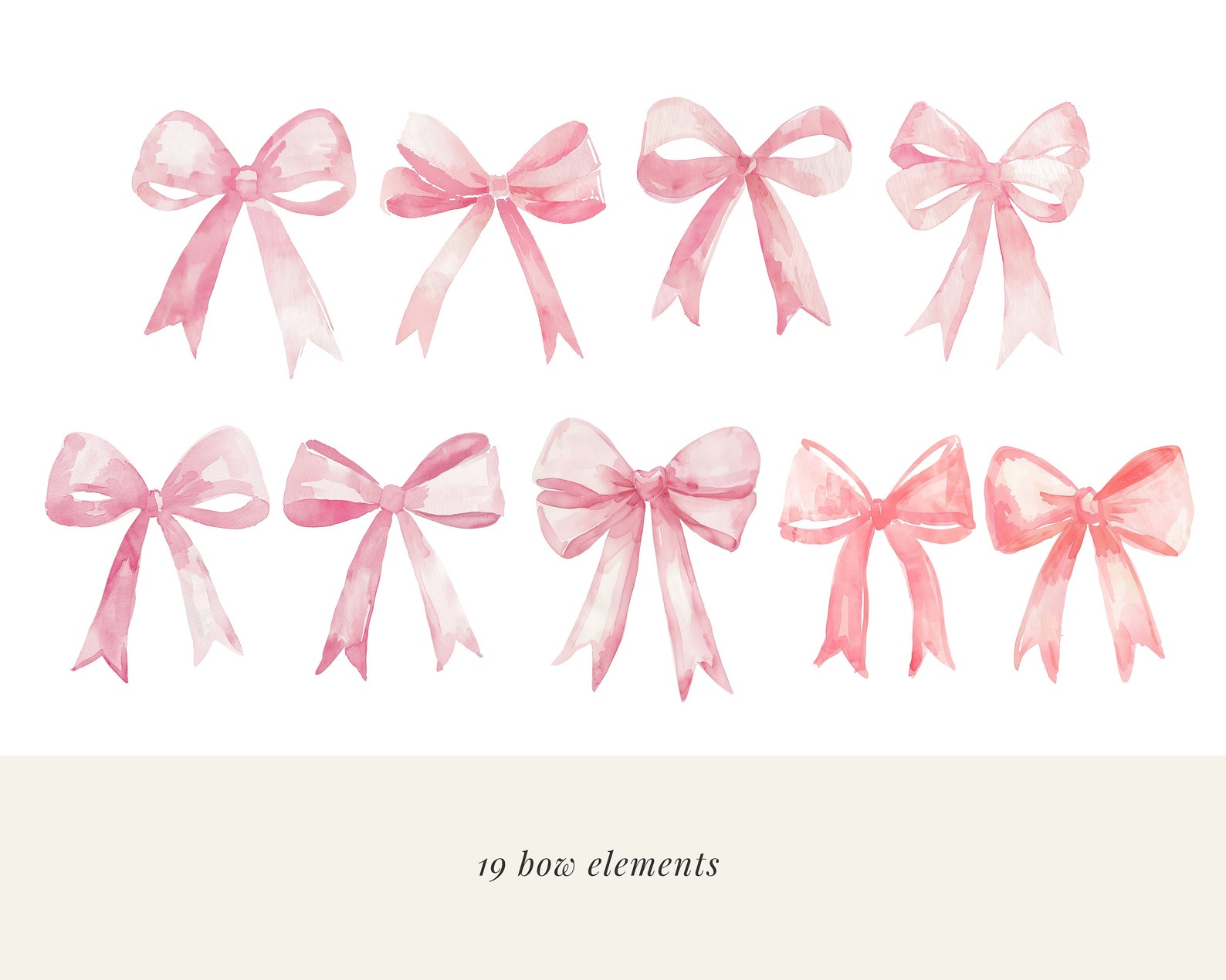 Watercolor Bow and Ribbon Pink Bridal Clipart Birthday Clipart ...