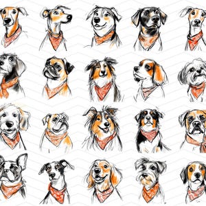 Dog Clipart Bundle, Western Cowboy Style Puppy Dog Breed Clipart ...