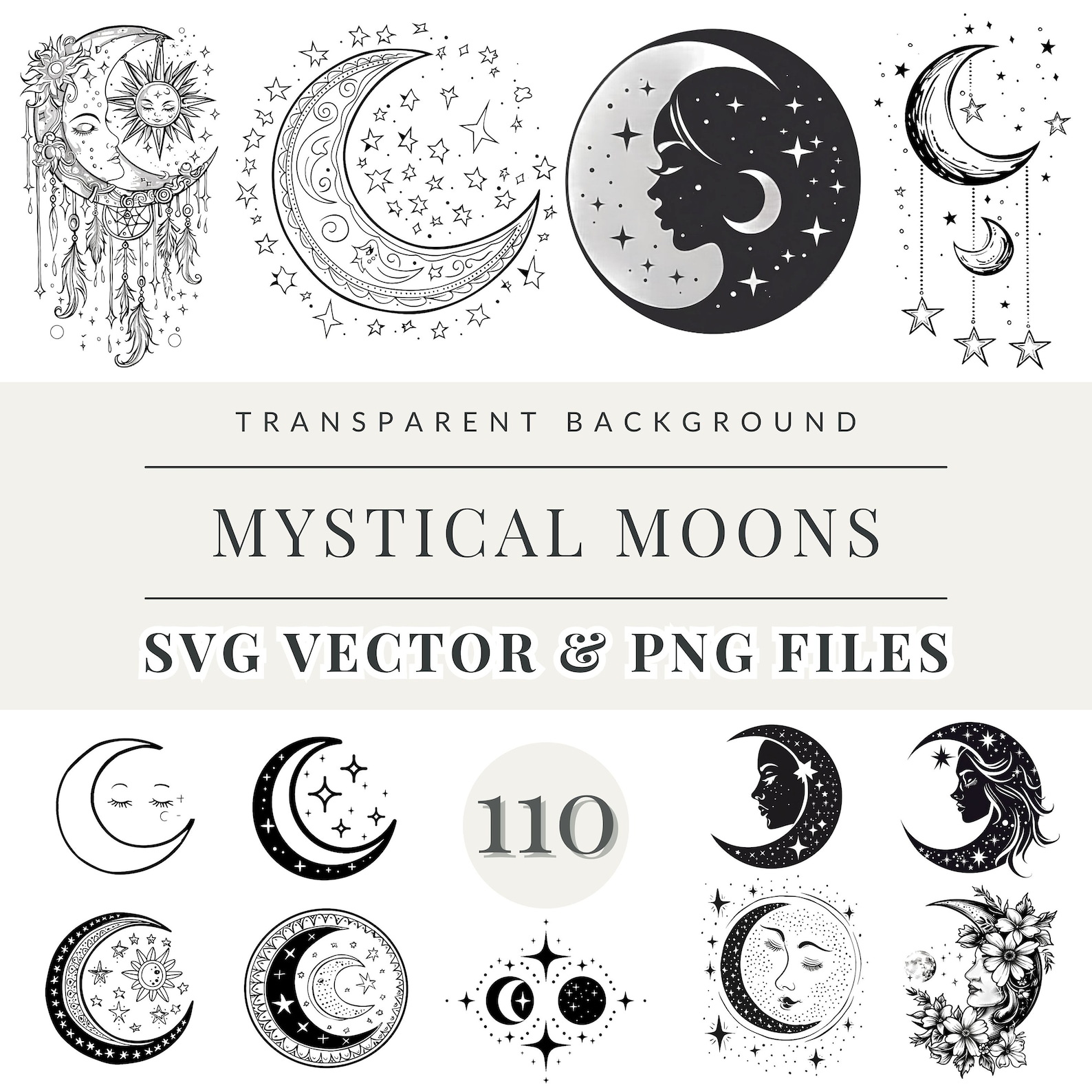 Moon SVG, Celestial SVG, Witchcraft Svg, Svg Files, Wicca Svg, Magic ...