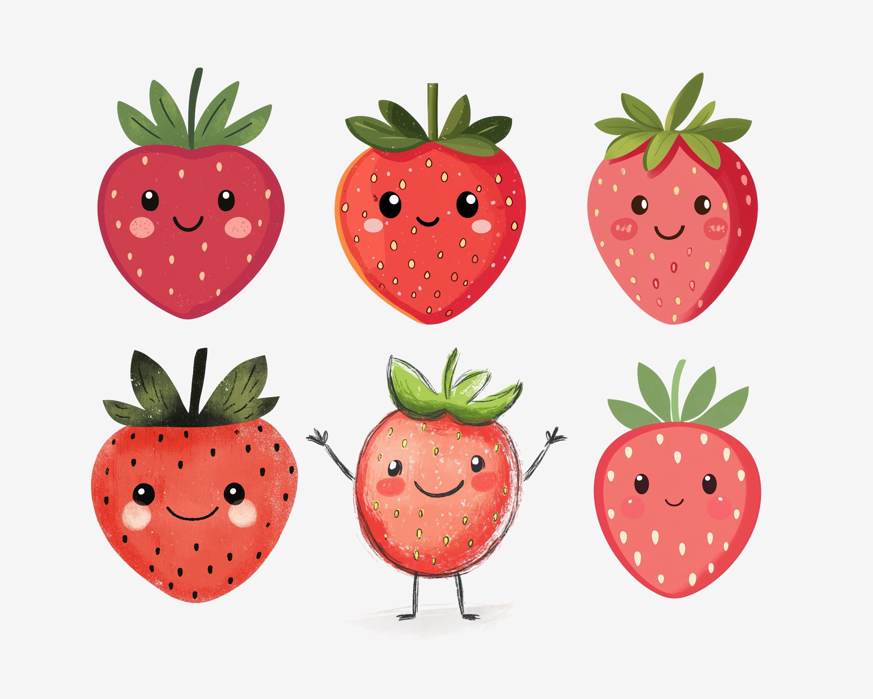 Cute Strawberry Clipart Bundle Watercolor Strawberries Clipart ...