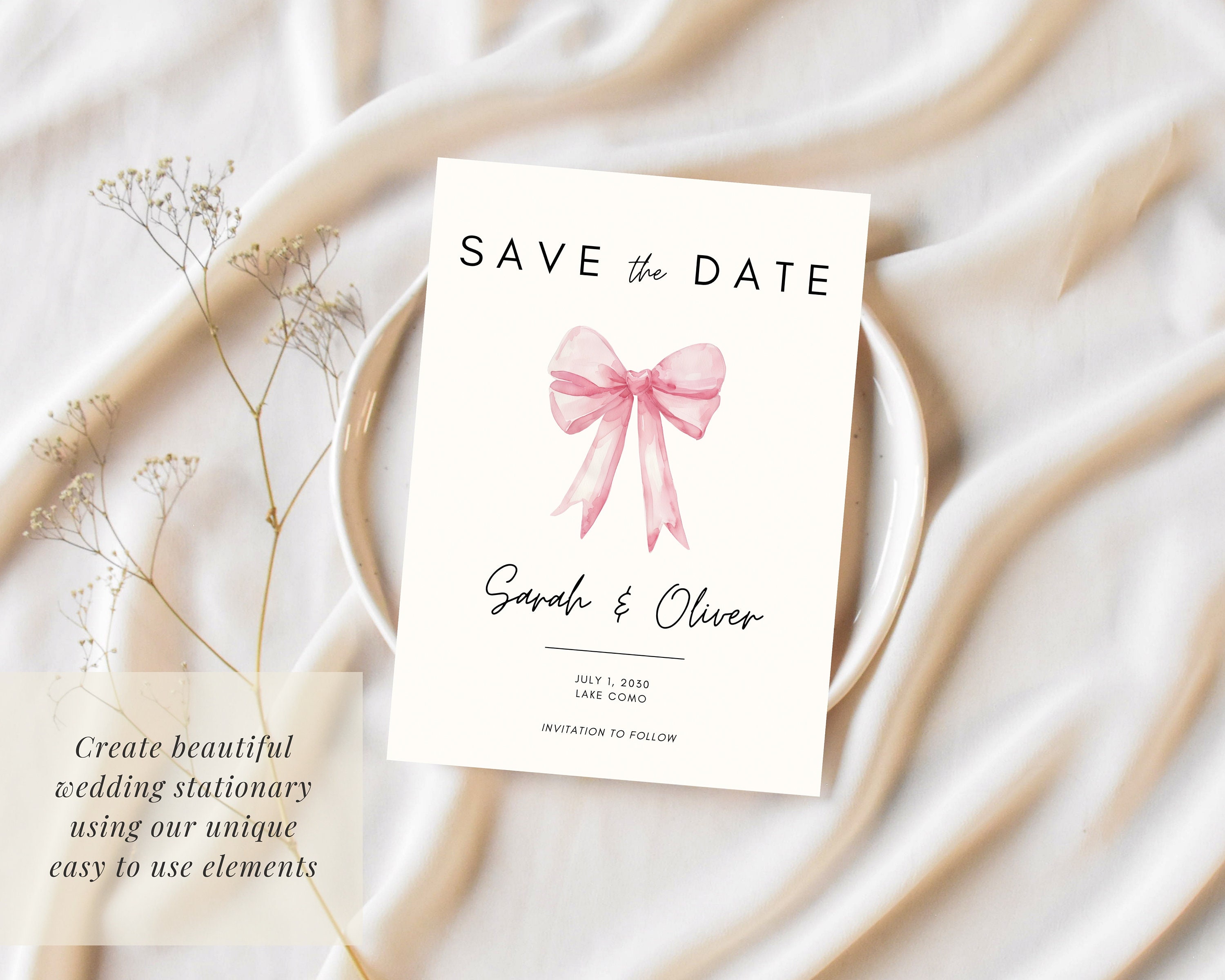 Watercolor Bow and Ribbon Pink Bridal Clipart Birthday Clipart ...