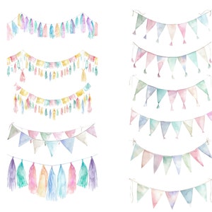 Watercolor Balloons Clipart Bundle Watercolor Bunting Clipart Birthday ...