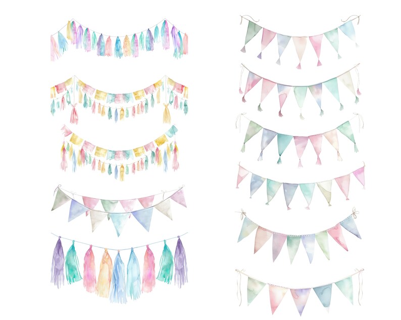 Watercolor Balloons Clipart Bundle Watercolor Bunting Clipart Birthday ...