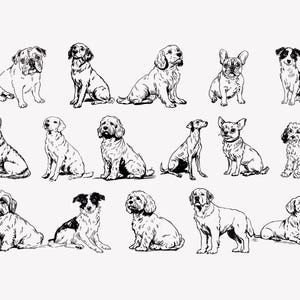 Dog Clipart Bundle, Sketched Puppy Clipart, Watercolor Dogs, Cute Dog ...