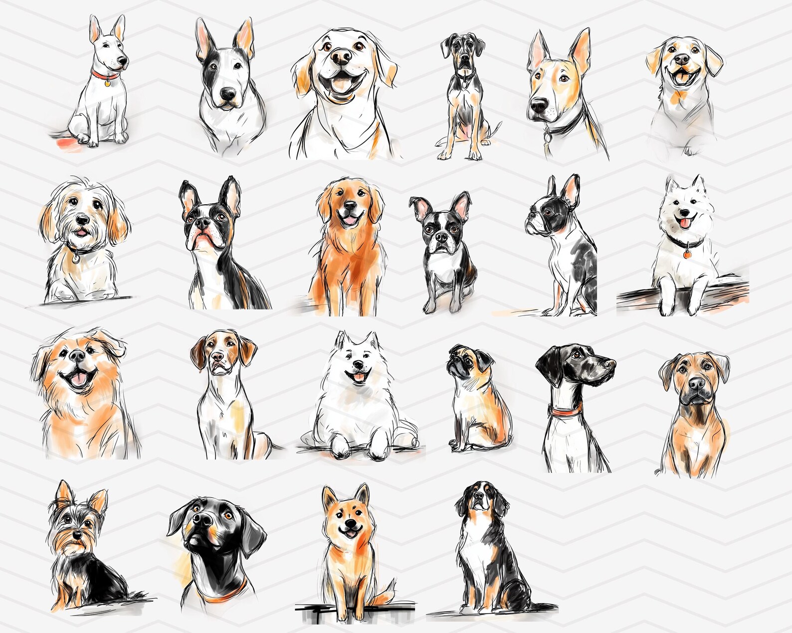 Dog Clipart Bundle VERSON 2, Puppy Dog Breed Clipart, Watercolor Dogs ...