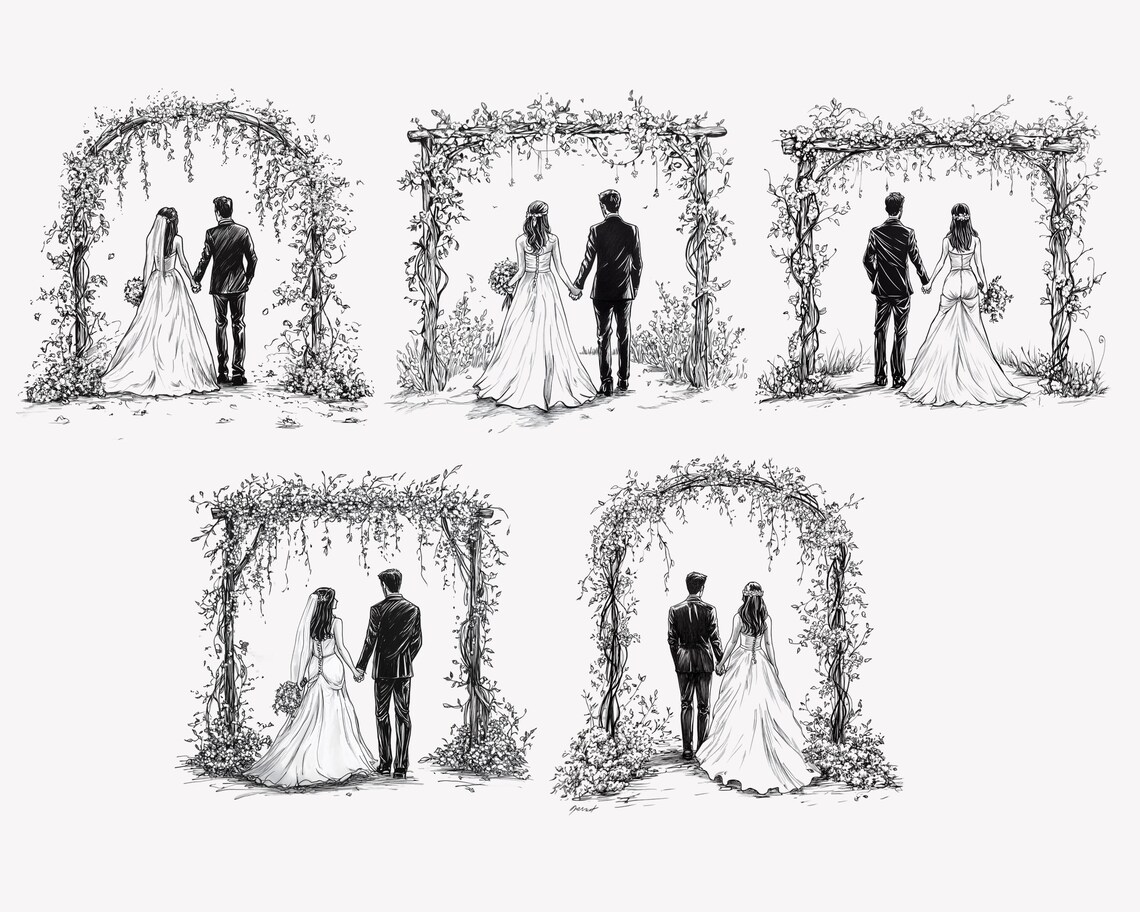 Bridal Clipart, Wedding Day SVG PNG, Wedding Arches, Chuppah Clipart ...