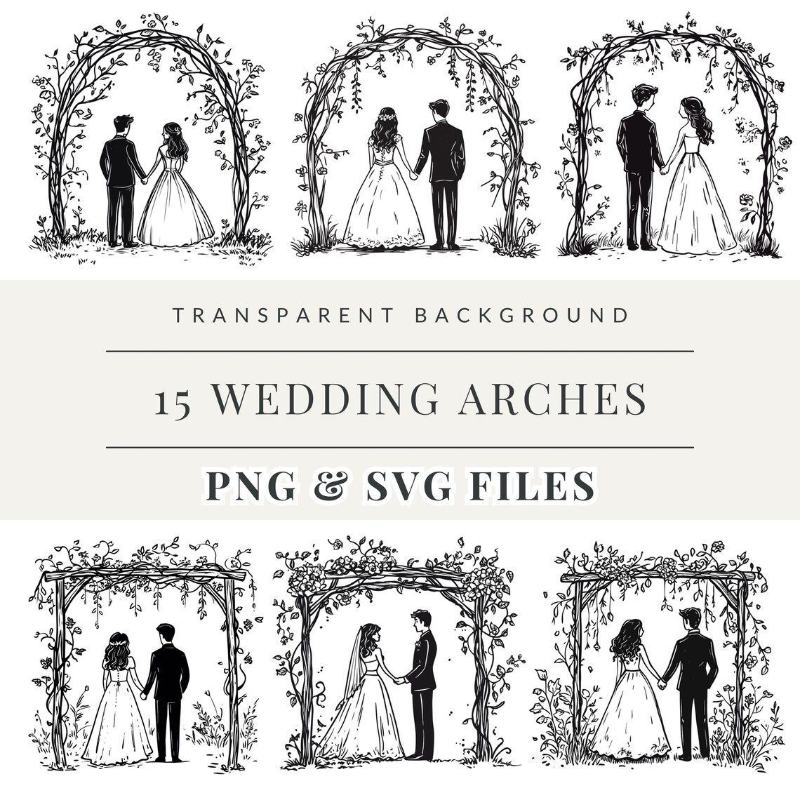 Bridal Clipart, Wedding Day SVG PNG, Wedding Arches, Chuppah Clipart ...