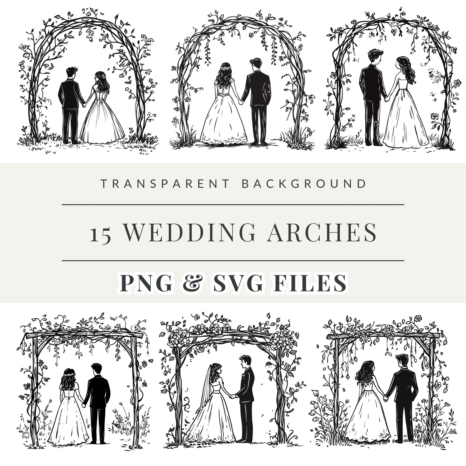 Bridal Clipart, Wedding Day SVG PNG, Wedding Arches, Chuppah Clipart ...