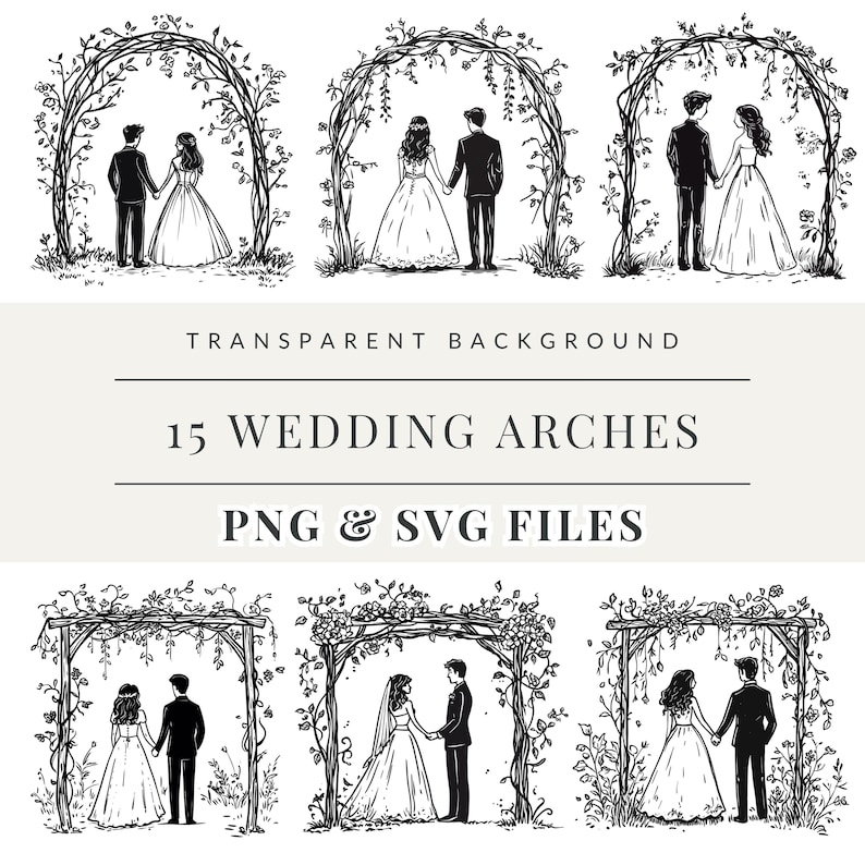 Bridal Clipart, Wedding Day SVG PNG, Wedding Arches, Chuppah Clipart ...