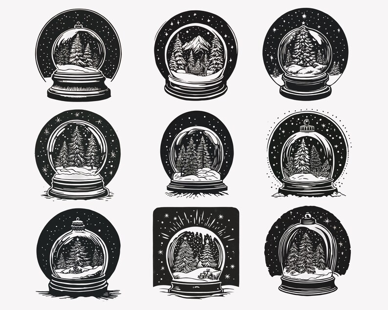 Snow Globe Clipart, Snow Globe Graphics for Christmas Crafts and Decor ...