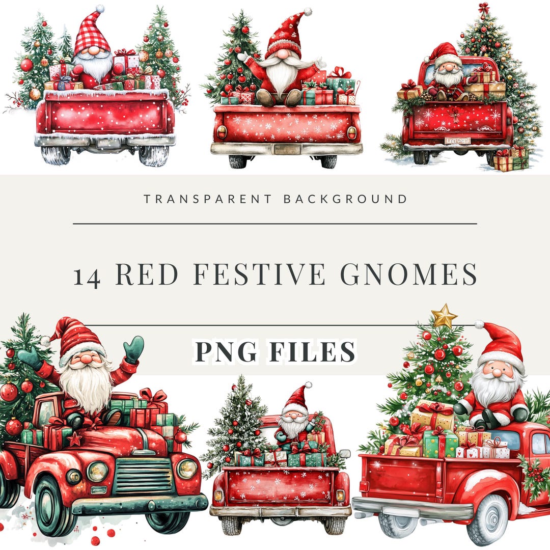 Festive Gnome Clipart, Jolly Gnome Graphics for Christmas Crafts and ...