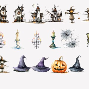 Halloween Clipart Bundle Set, Watercolour Halloween Clipart, Halloween ...