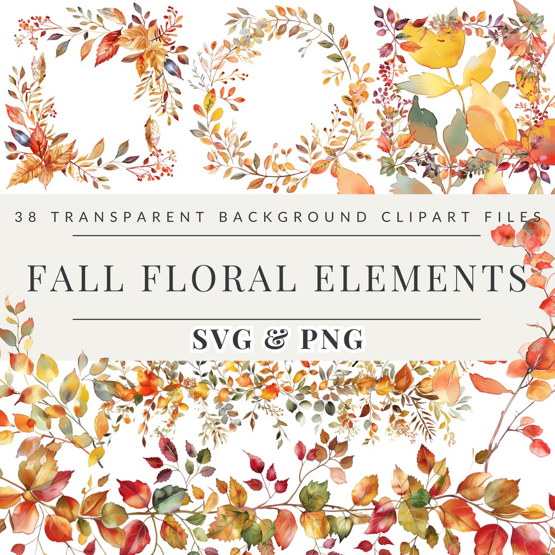 Watercolor Fall Floral Borders Clipart Bundle Floral Frame Wedding ...
