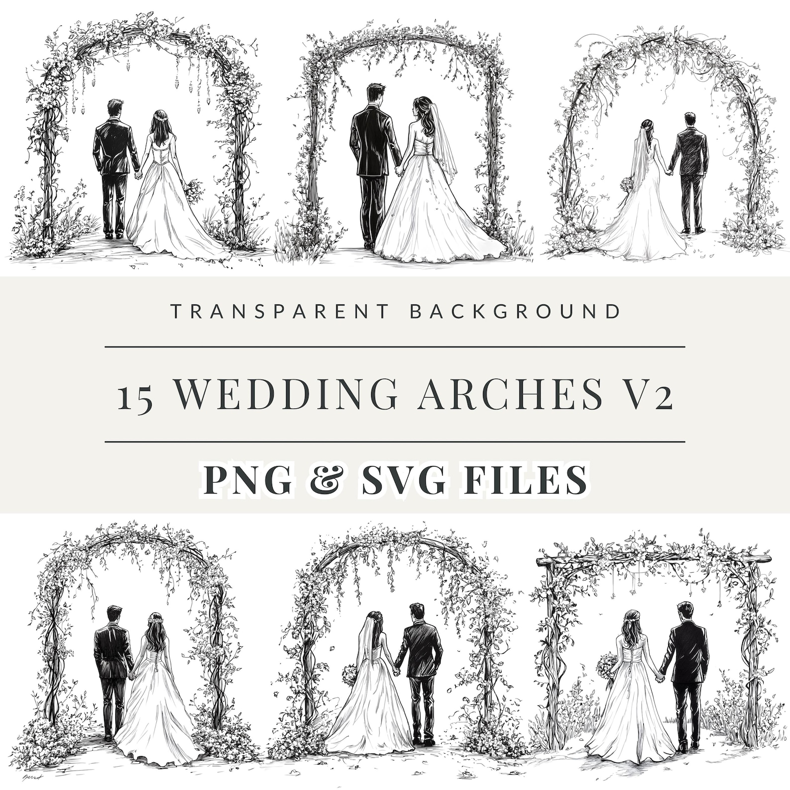 Bridal Clipart, Wedding Day SVG PNG, Wedding Arches, Chuppah Clipart ...