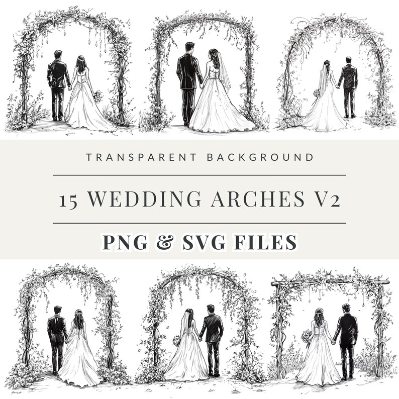 Bridal Clipart, Wedding Day SVG PNG, Wedding Arches, Chuppah Clipart ...
