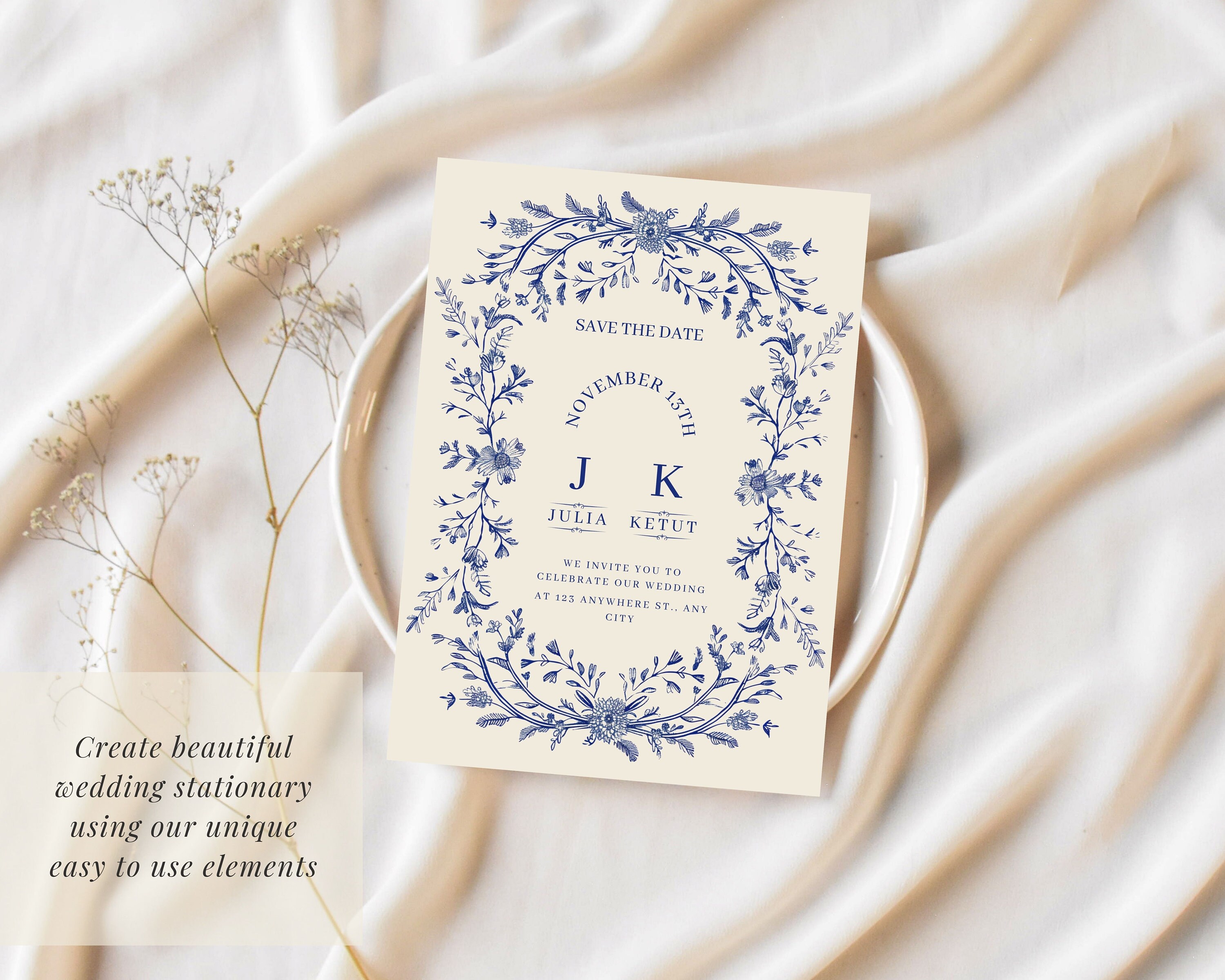 Wedding Clipart Baroque Crest Blue Chinoiserie Wedding Invite Bridal ...