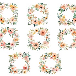 Spring Floral Wreath Watercolor Wildflower Clipart Bundle Floral ...