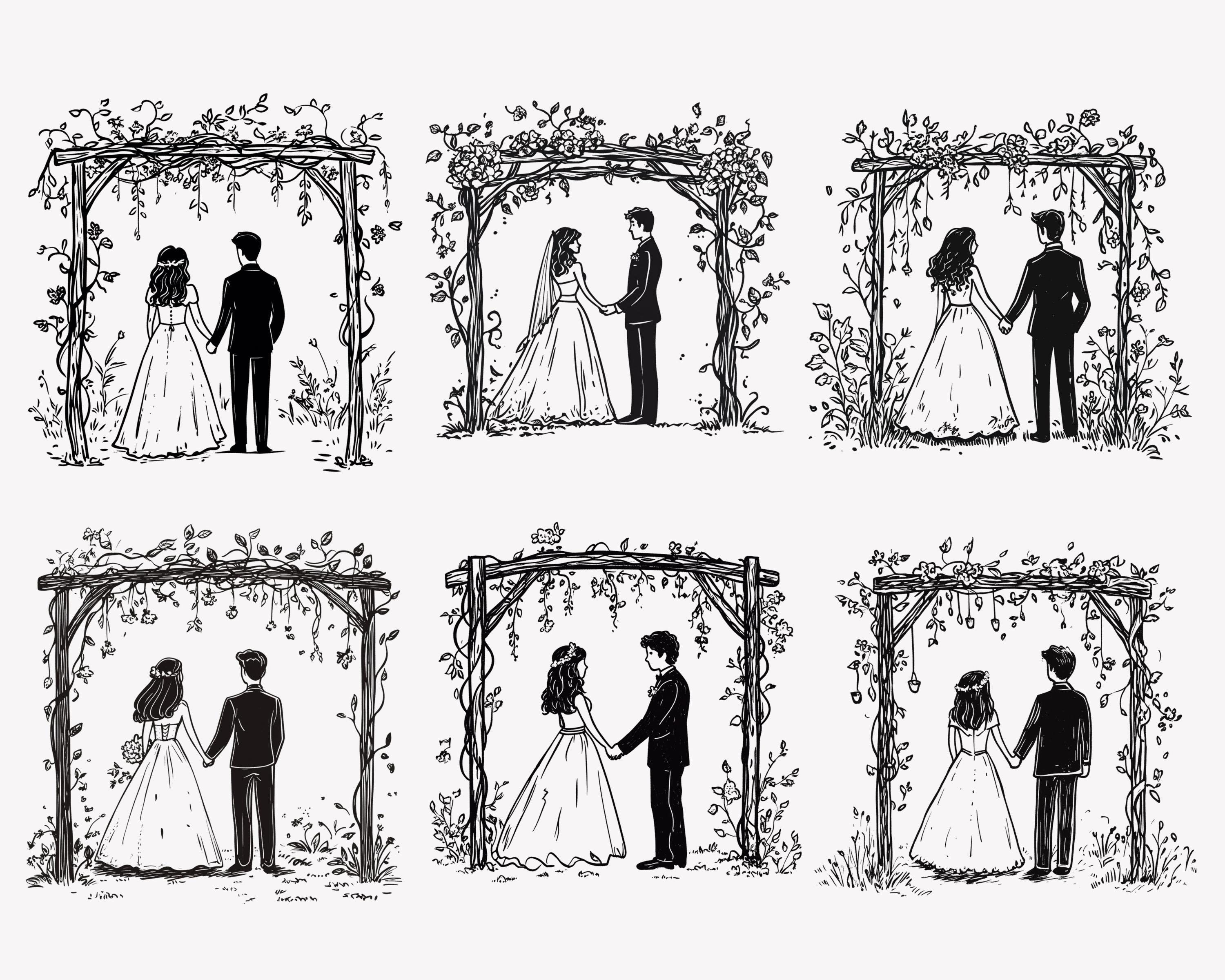 Bridal Clipart, Wedding Day SVG PNG, Wedding Arches, Chuppah Clipart ...