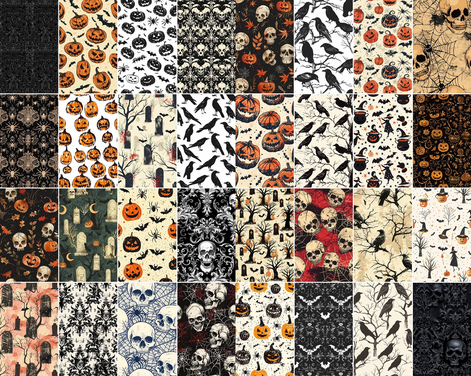 Halloween Seamless Pattern Digital Paper, Halloween Scrapbook Kit ...