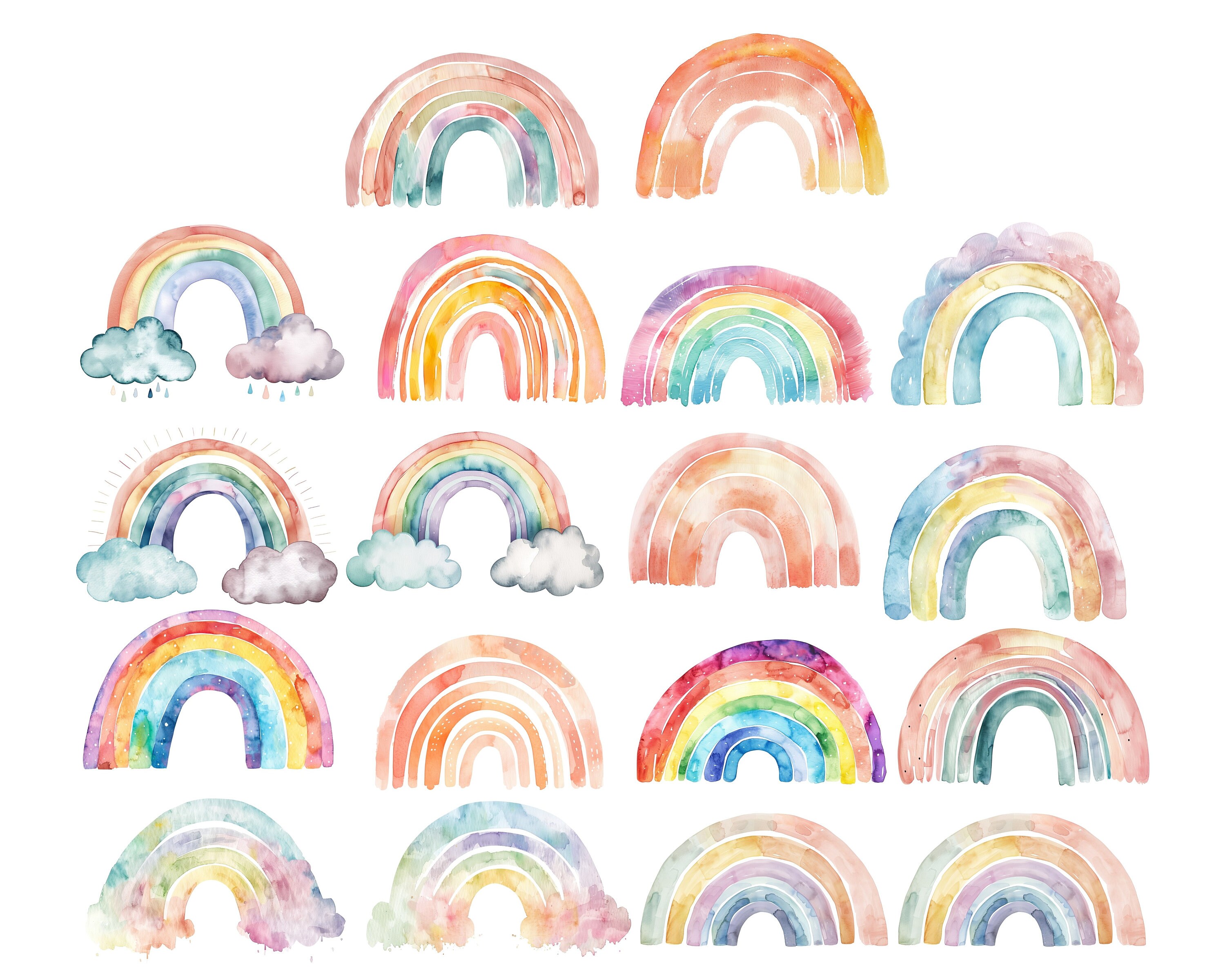 Rainbow Clipart Bundle Watercolor Rainbows Clipart Birthday Clipart ...