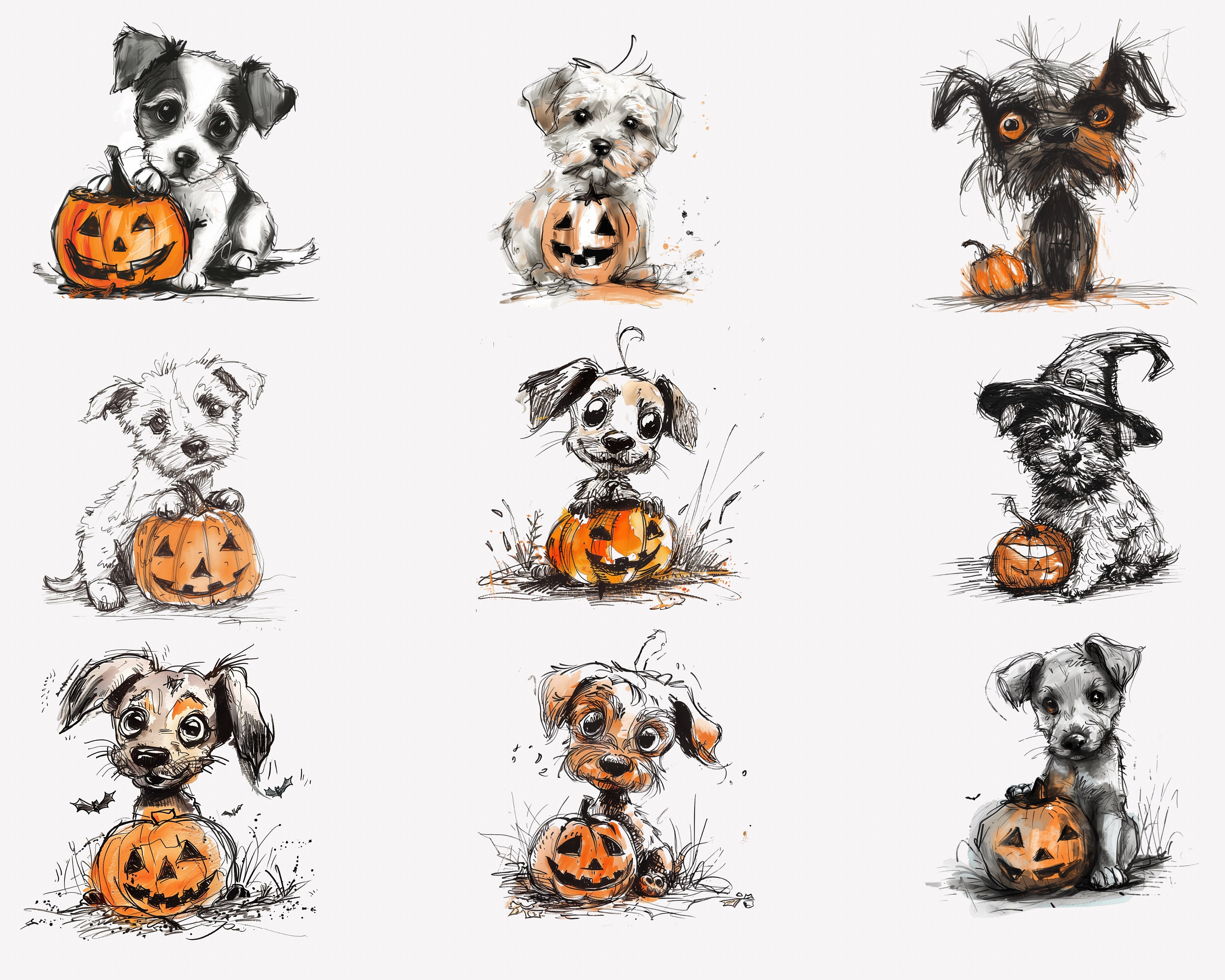Dog Clipart Bundle, Halloween Dog Puppy Clipart, Watercolor Dogs, Cute ...