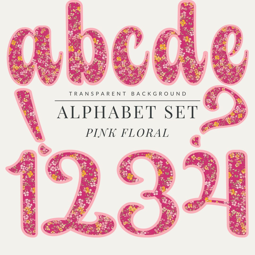 Floral Alphabet Clipart PNG Letters Canva Alpha Set Template, Alphabet ...