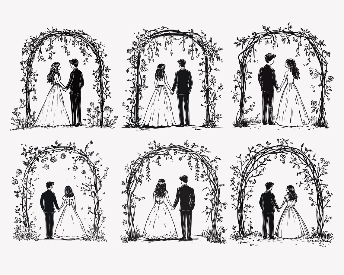 Bridal Clipart, Wedding Day SVG PNG, Wedding Arches, Chuppah Clipart ...