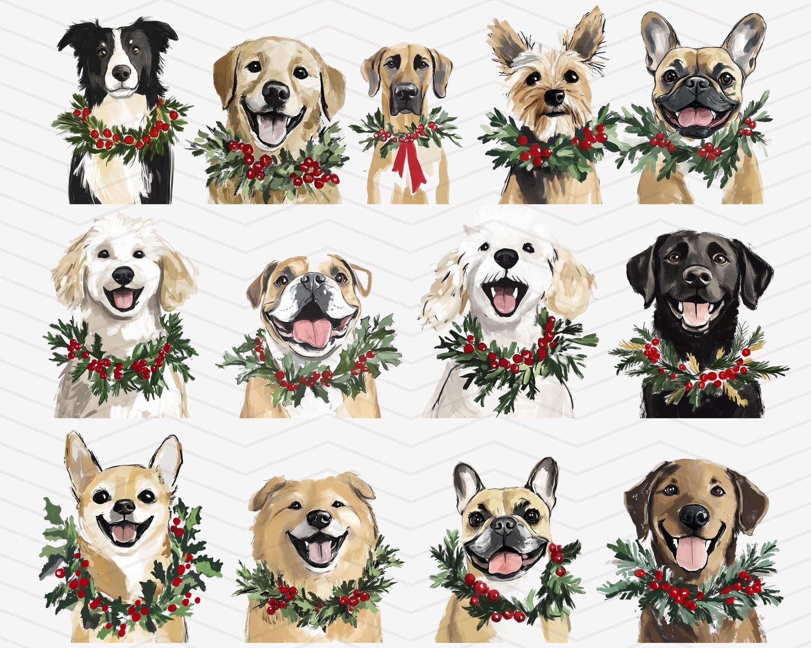 Dog Clipart Bundle, Christmas Dog Puppy Clipart, Watercolor Dogs, Cute ...