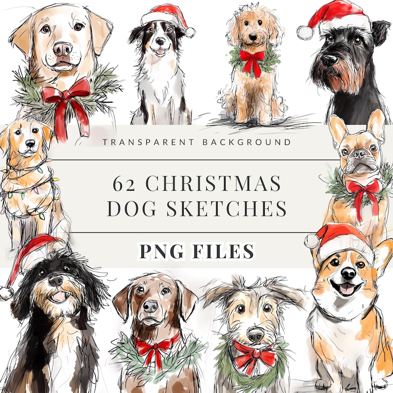 Clip Art Christmas Dogs - Etsy