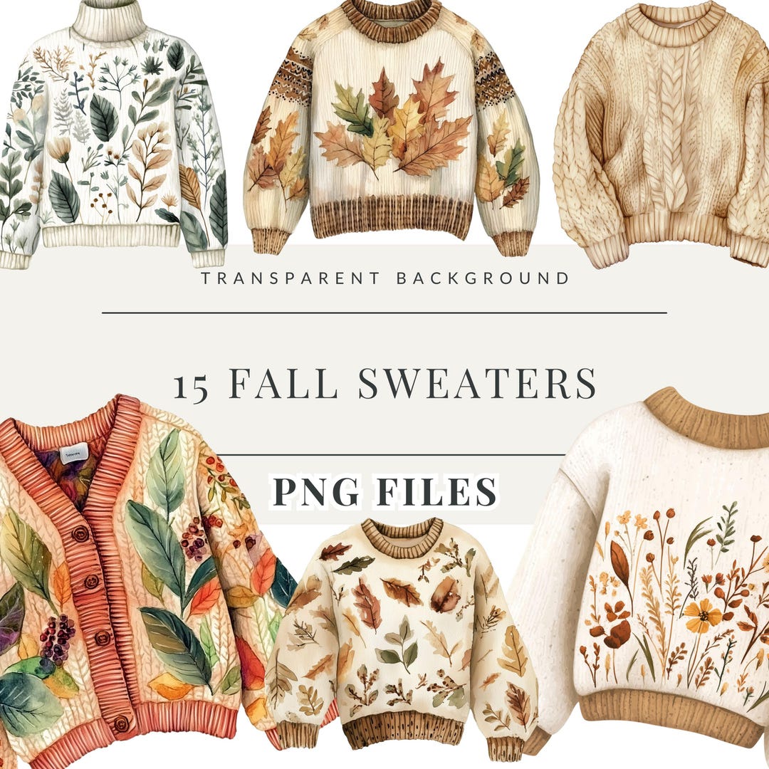 Fall Sweater Clipart, Cosy Fall PNG Clipart for Scrapbooking Junk ...