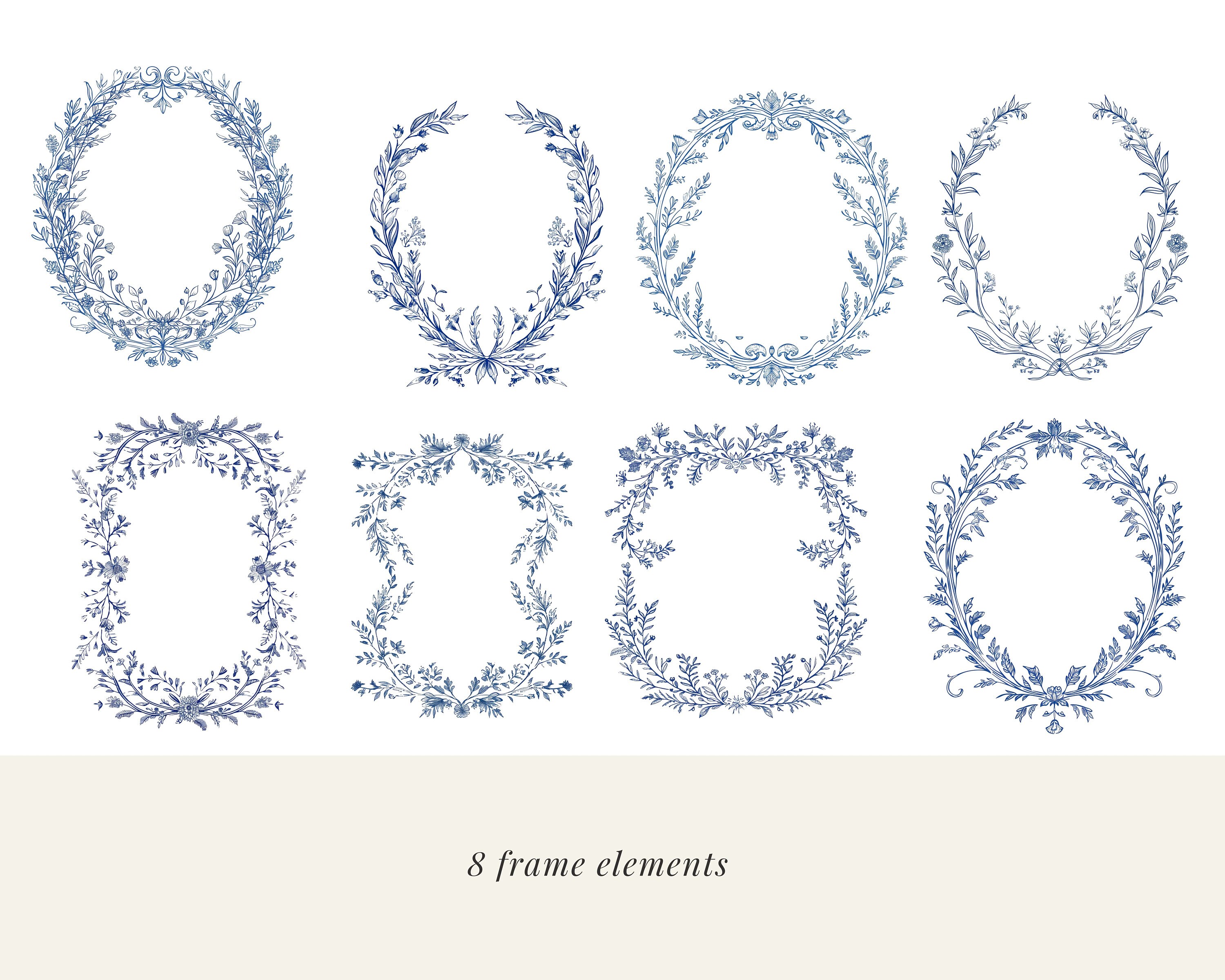 Wedding Clipart Baroque Crest Blue Chinoiserie Wedding Invite Bridal ...