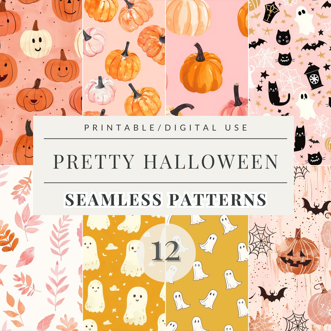 Halloween Seamless Pattern Digital Paper, Halloween Scrapbook Kit ...