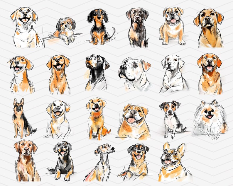 Dog Clipart Bundle, Puppy Dog Breed Clipart, Watercolor Dogs, Cute Dog ...