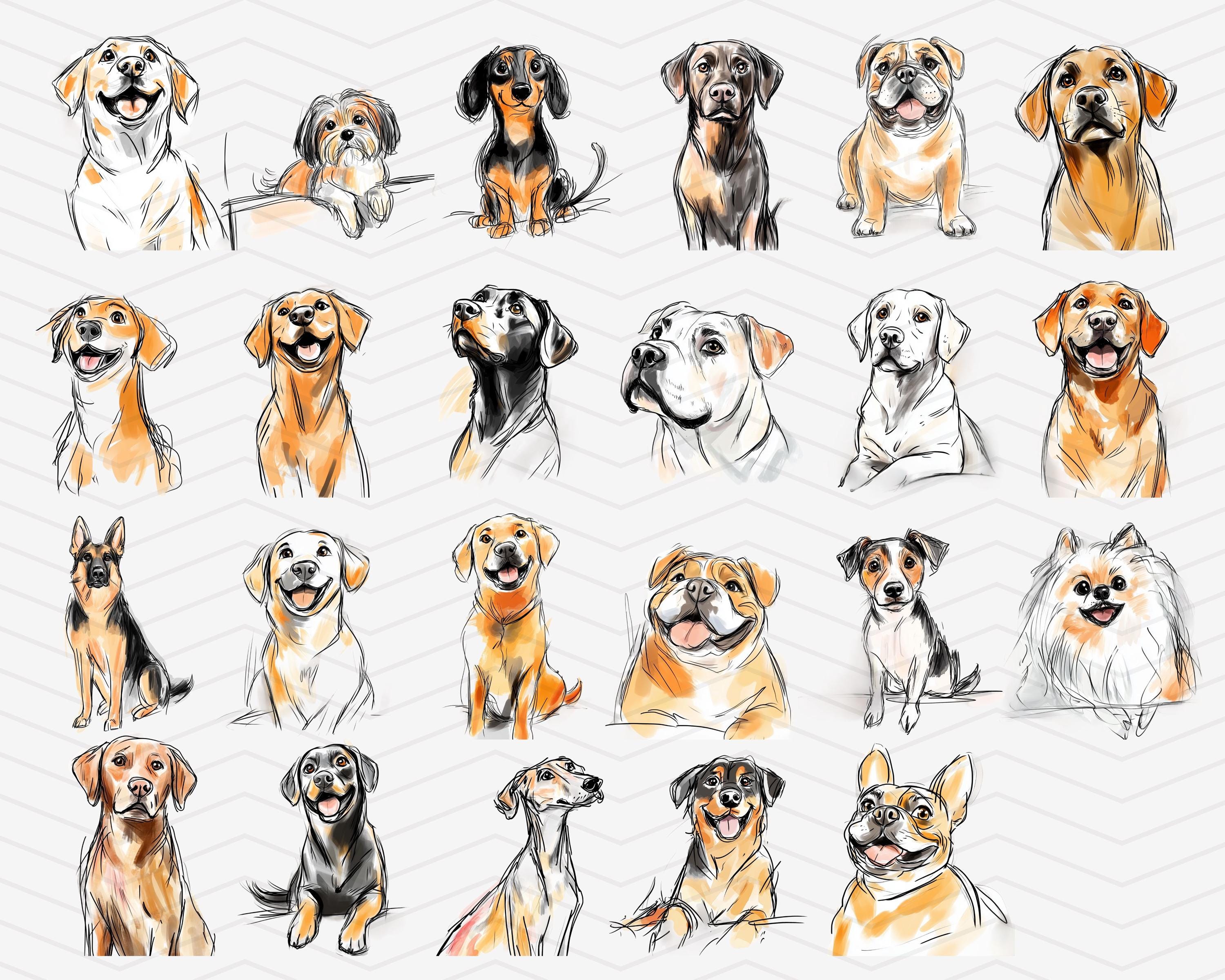 Dog Clipart Bundle, Puppy Dog Breed Clipart, Watercolor Dogs, Cute Dog ...