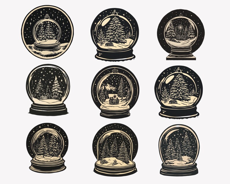 Snow Globe Clipart, Snow Globe Graphics for Christmas Crafts and Decor ...