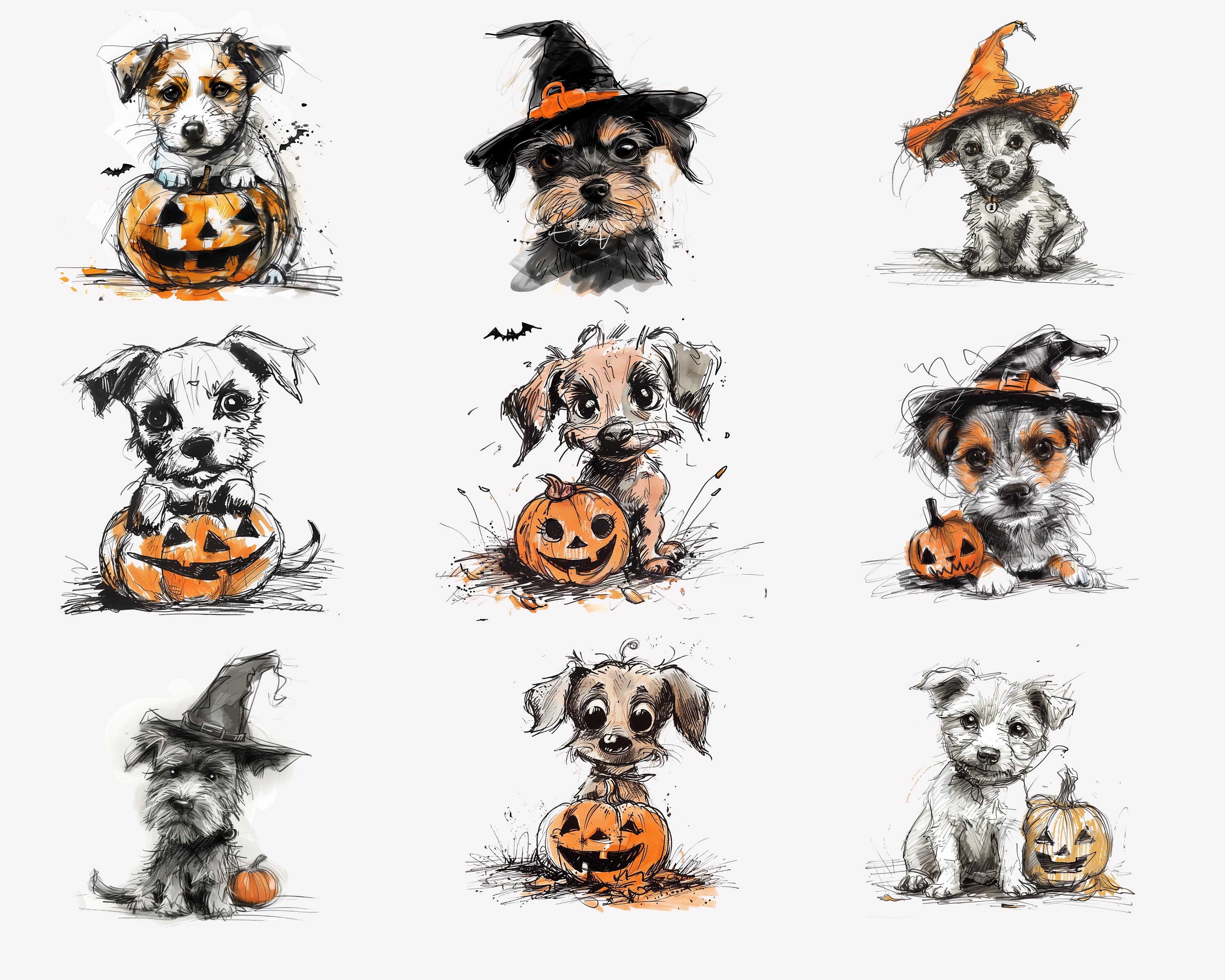Dog Clipart Bundle, Halloween Dog Puppy Clipart, Watercolor Dogs, Cute ...