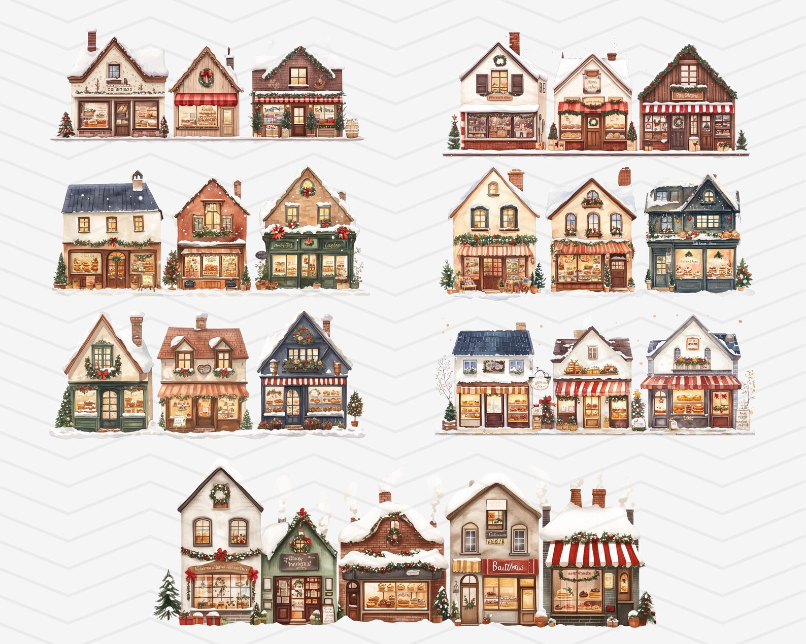 Christmas Houses and Streets Graphics for Christmas Crafts and Decor ...