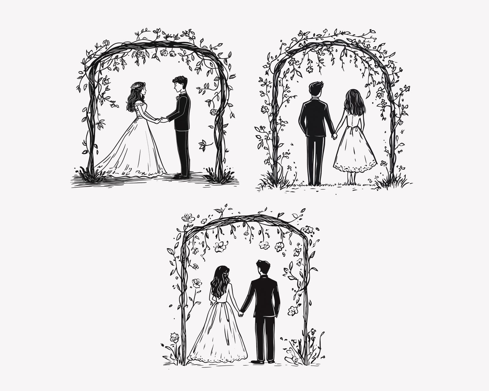 Bridal Clipart, Wedding Day SVG PNG, Wedding Arches, Chuppah Clipart ...