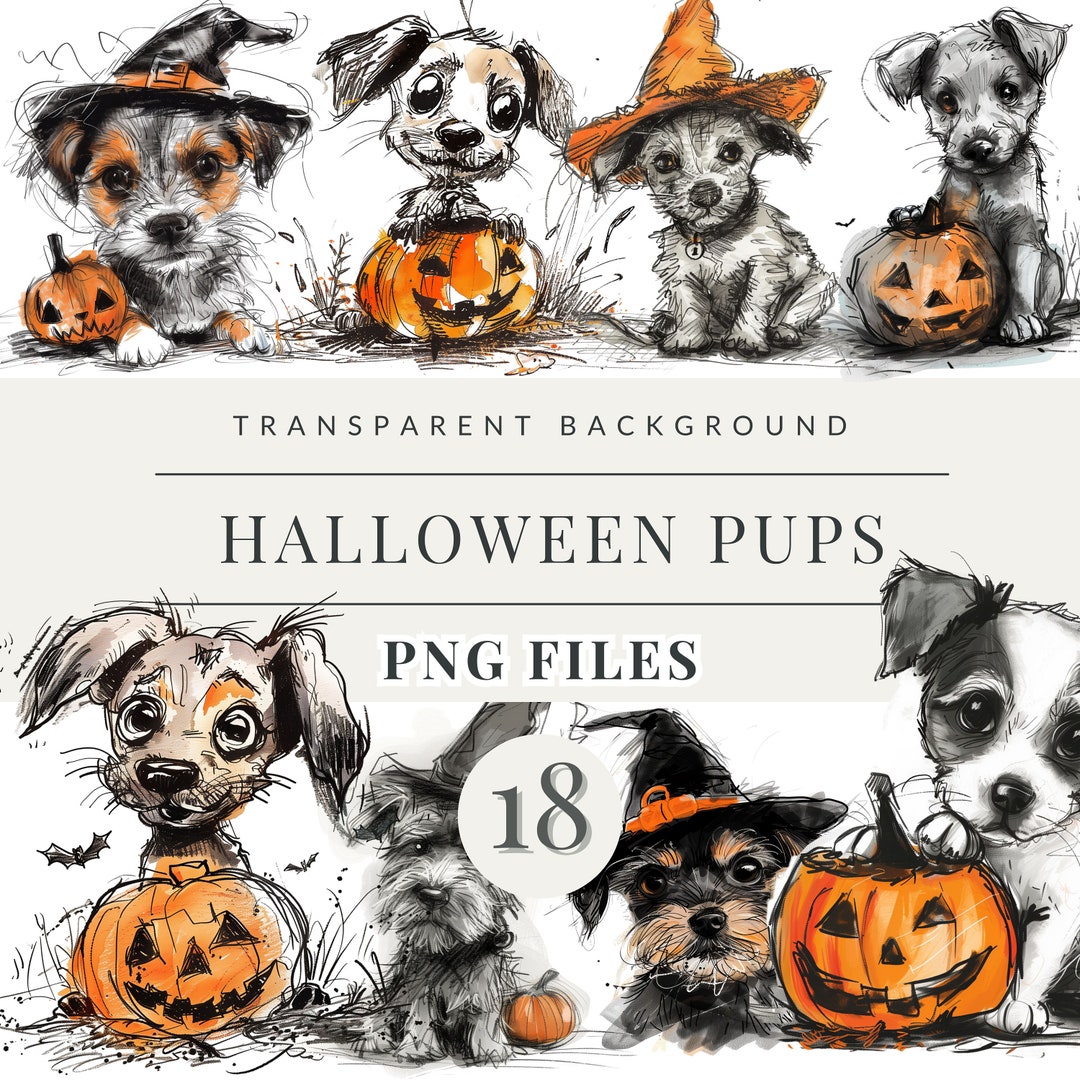 Dog Clipart Bundle, Halloween Dog Puppy Clipart, Watercolor Dogs, Cute ...