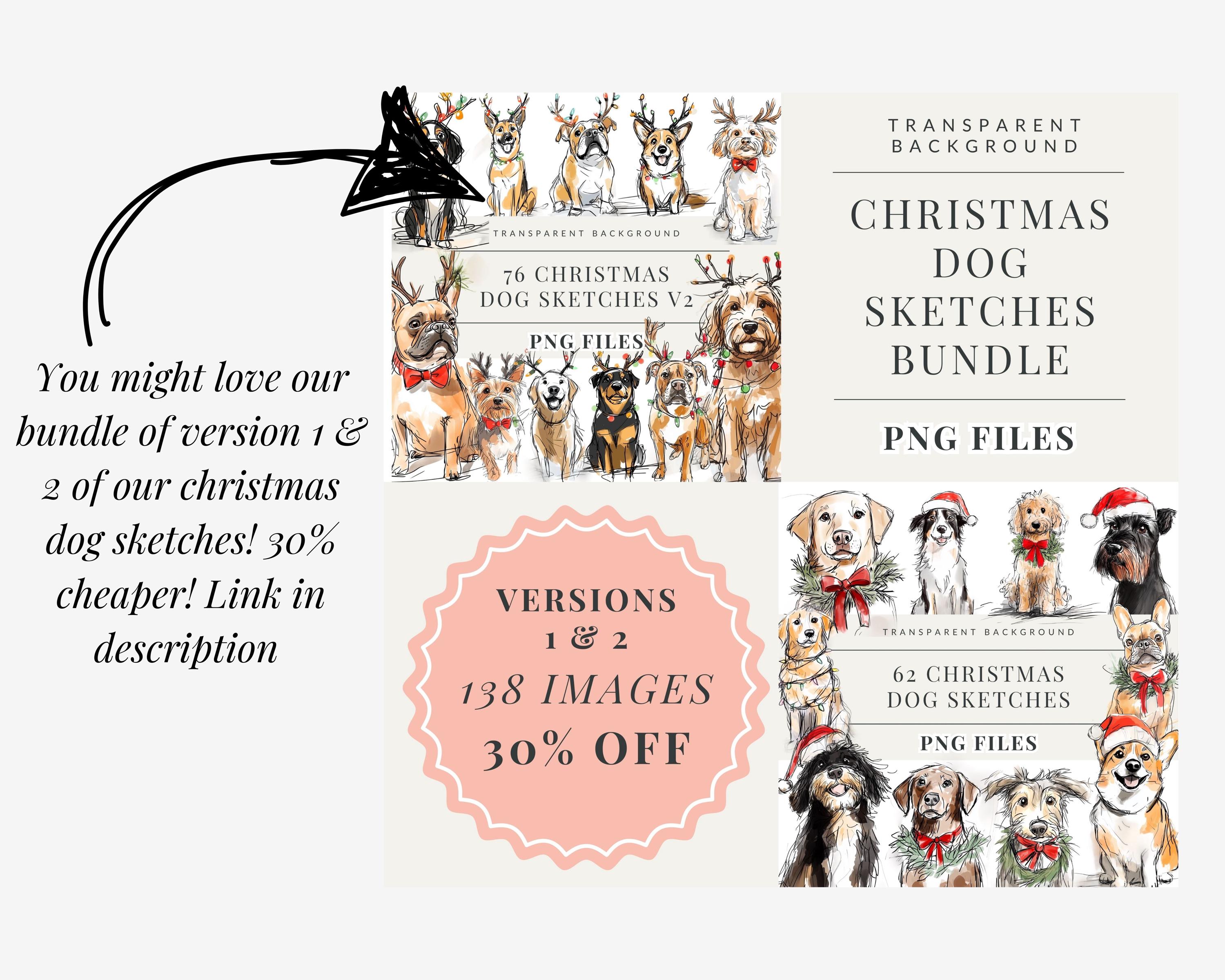 Dog Clipart Bundle VERSON 2, Christmas Dog Puppy Clipart, Watercolor ...