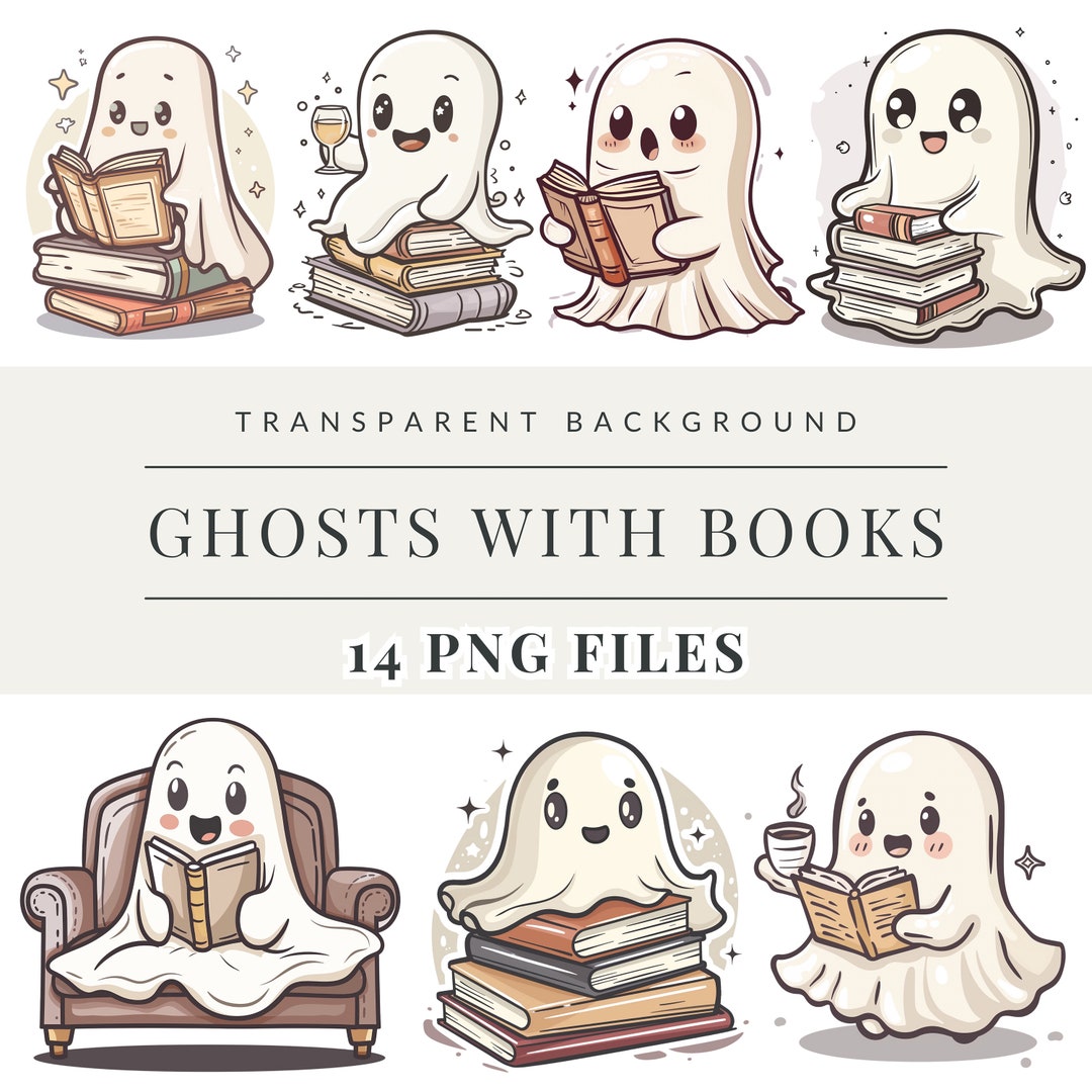Funny Book Lover Halloween PNG, Cute Ghost Book Nerd, Ghost Halloween ...
