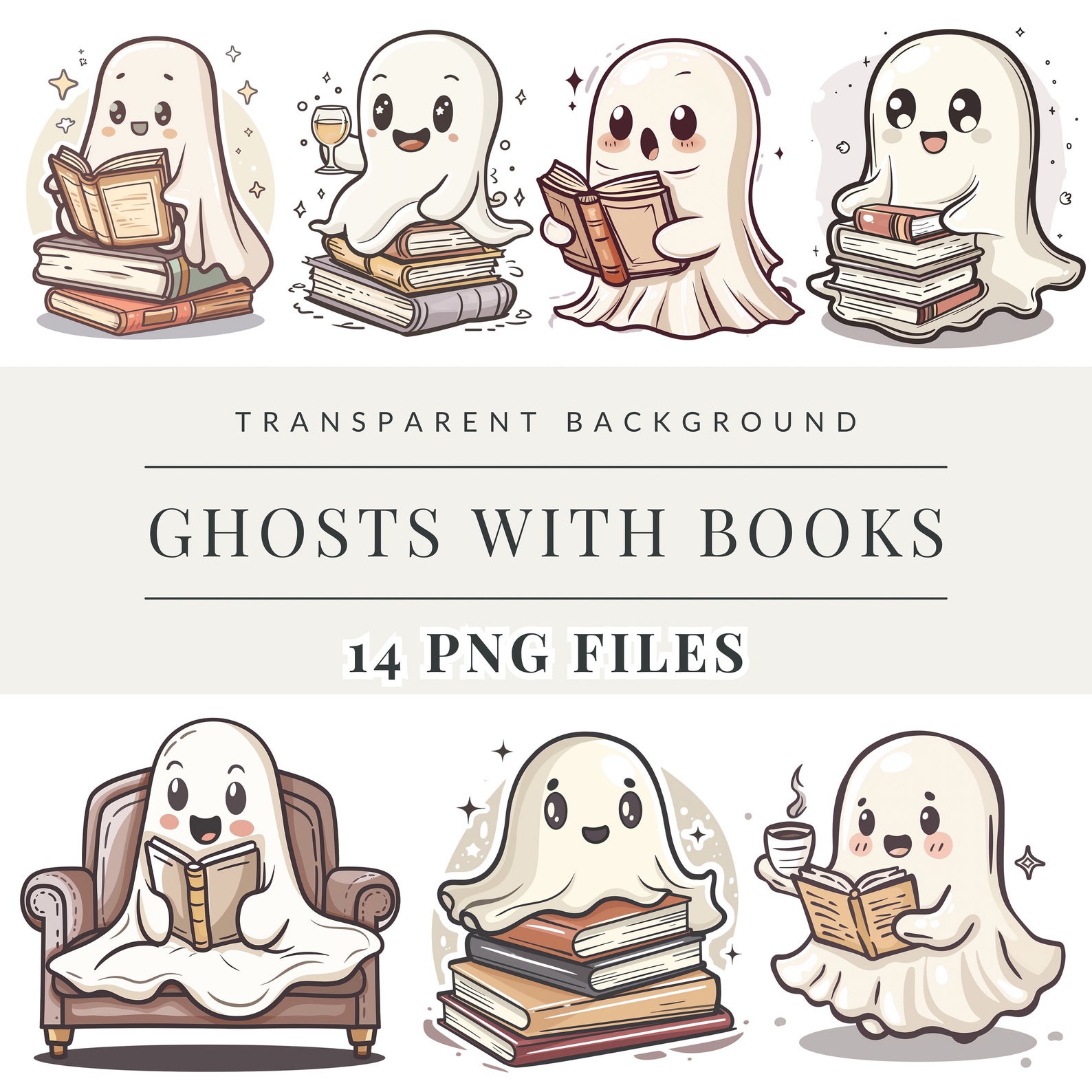 Funny Book Lover Halloween PNG, Cute Ghost Book Nerd, Ghost Halloween ...