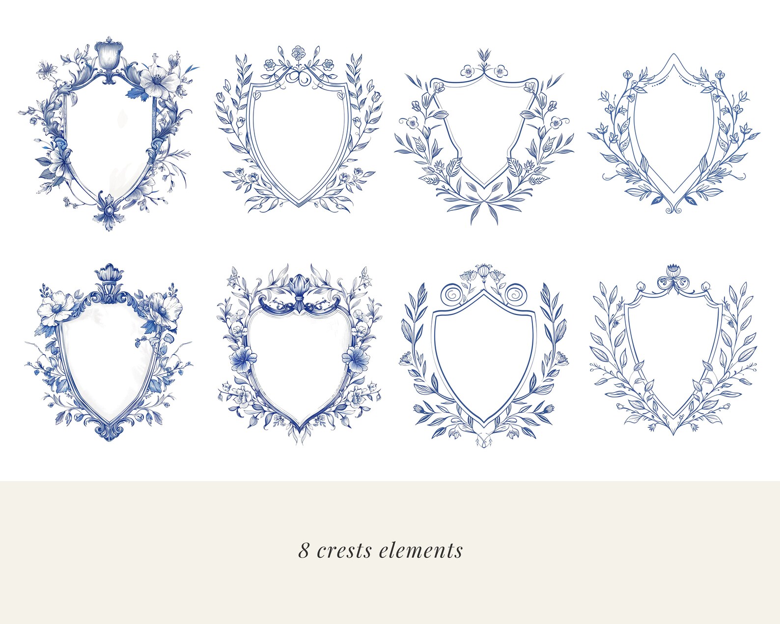 Wedding Clipart Baroque Crest Blue Chinoiserie Wedding Invite Bridal ...