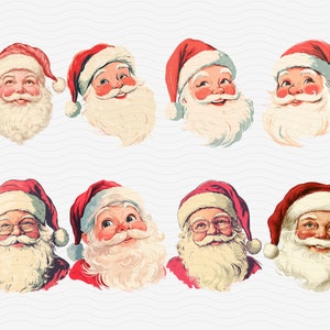 Vintage Santa Clipart, Retro Jolly Santa Graphics for Christmas Crafts ...